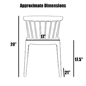 2xhome Set of 2 Stackable Modern Plastic Low Back Windsor Dining Chairs with Spindle Back for Kitchen Indoor Outdoor Patio Office Black