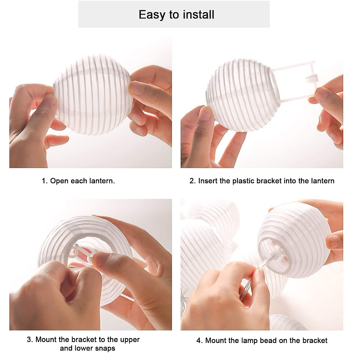 gresonic Lantern String Lights 20 LEDs 15 Feet,Waterproof Indoor Outdoor Nylon Hanging Lights Plug in for Wedding Decorations Patio Porch Window Decor(Warm White)