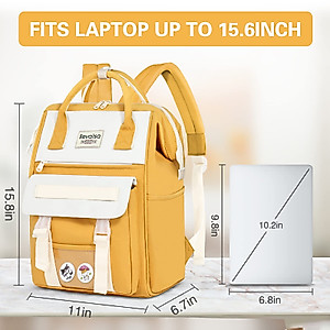 Bevalsa Laptop Backpack 15.6 Inch Stylish College School Bag/Casual Daypacks/Work Bags /Travel Backpack for Women Men for Teens Girls Anti-Theft (Yellow)