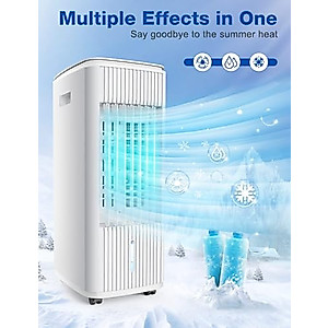 Evaporative Air Cooler, 3-IN-1 Windowless Portable Air Conditioner with Natural/Cooling/Humidifier & 3-Speed, 70° Oscillation & 7 Timer Remote Control, Swamp Cooler w/4 Ice Packs for Home & Kitchen