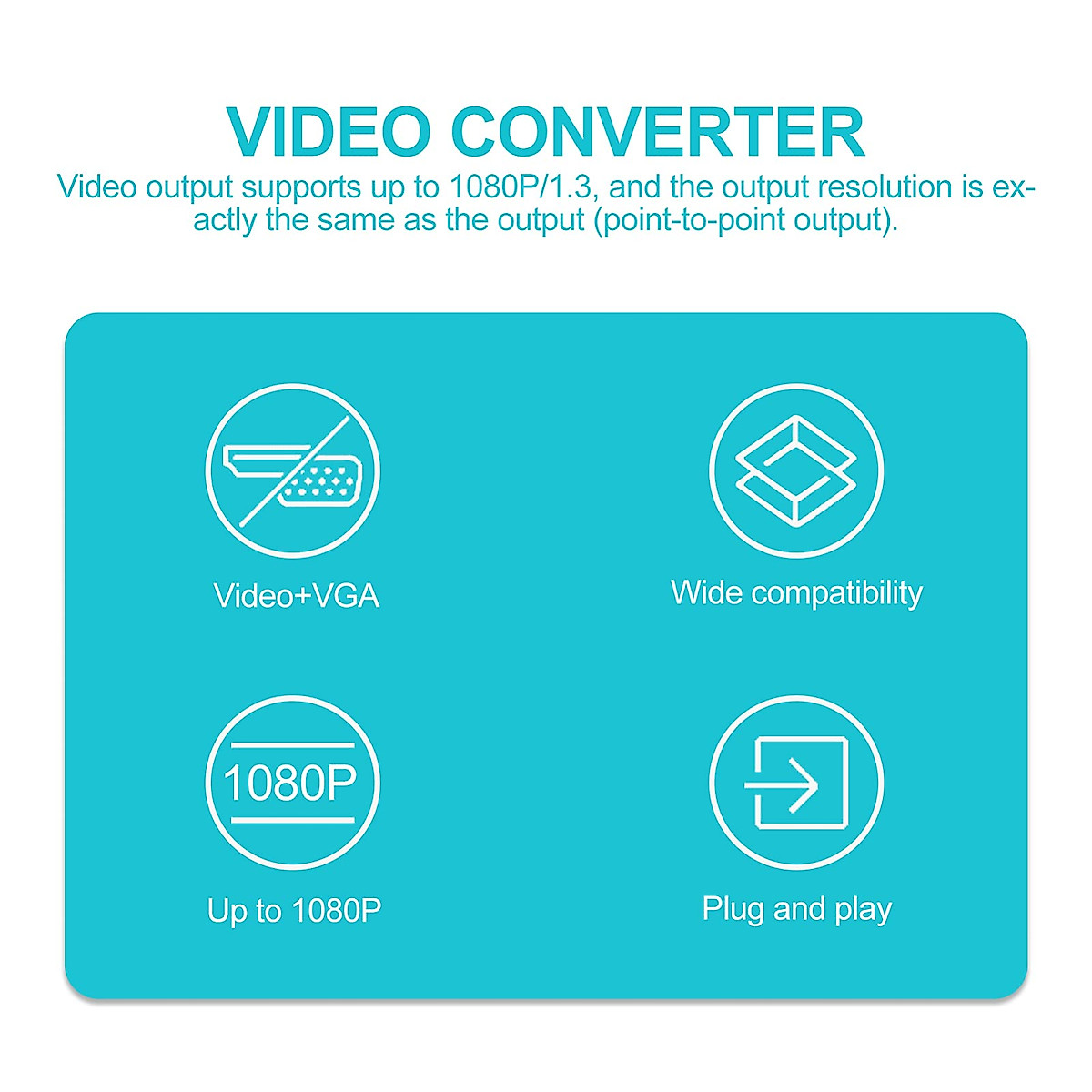 Milisten 4pcs vga cable Adapter Office Supplies Convert Cable Video Cable Video Converter Home Converter Home VGA Converter Multifunction conversion line 1080p abs white