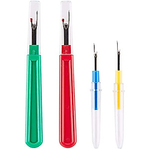 Seam Ripper and Thread Remover Kit,2 Big and 2 Small Sewing Stitch Thread Unpicker and 1 Sewing Trimming Scissor Nipper Tool for Thread Remove(Multi-Color)