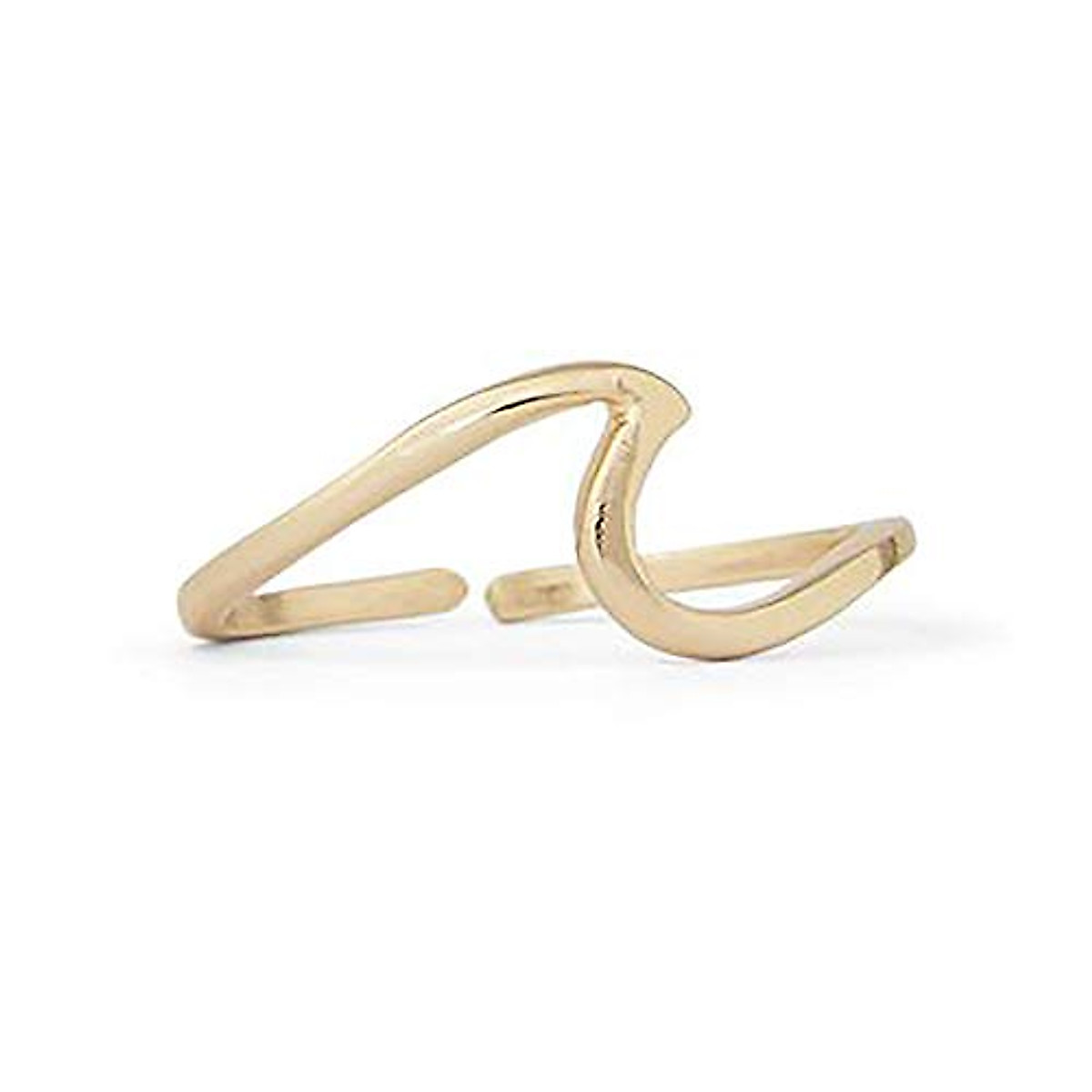 Pura Vida Gold-Plated Wave Toe Ring - Brass Base Design - Adjustable Open Ends, One Size