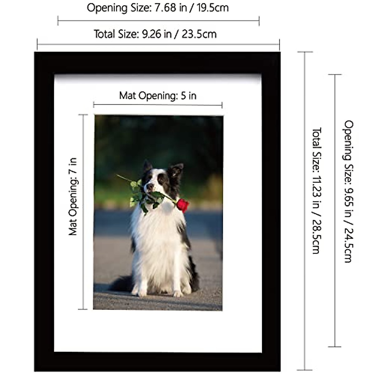 PEALSN 8x10 Picture Frame Set of 2, Made of High Definition Real Glass, Display 5x7 with Mat or 8x10 Without Mat, Photo Frames for Wall Mounting or Table Top Display, Black
