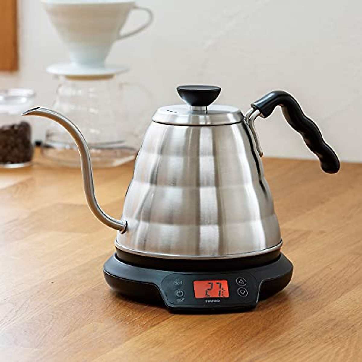 HARIO Power Kettle with Temperature Control"Buono N" EVT-80-HSV (SILVER × BLACK)【Japan Domestic Genuine Products】【Ships from Japan】