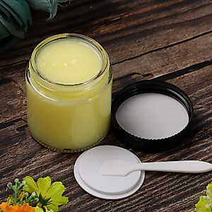 15 Pack 4 oz Clear Glass Jars with Lids, Round Empty Containers for Scrubs, Lotions, Cosmetic, Ointments and Butters, Travel Storage Jar with White Inner Liners £¬Black Lids, lables and Spatulas