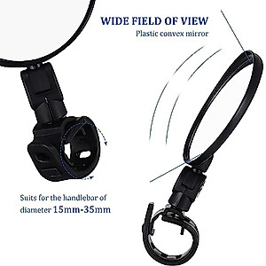 2Pack Universal Bicycle Rearview Mirrors, 360˚Rotatable Bar End Bicycle Mirrors, Wide Angle Convex Bike Bicycle Mirrors for 15-35 mm Handlebar Bikes