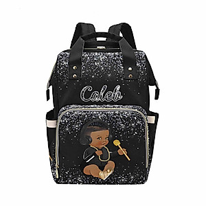 M YESCUSTOM Personalized Diaper Bag with Name for Women/Men, Custom African Rap Men Nylon Waterproof Nappy Daypack with Large Capacity Backpack for Travel Holiday Gift for Women