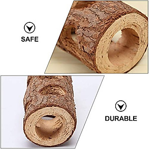 POPETPOP Rabbit Toys Rabbit Toys Rabbit Toys 2pcs Natural Wooden Hamster Tunnel Tube Toy Forest Hollow Tree Trunk (15cm+20cm) Rabbit Toy Teething Toys Bunny Toys