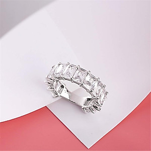 Jeulia Classic Radiant Cut Sterling Silver Women's Band Fashion Anniversary Promise Engagement Wedding Christmas Ring for Her with Gift Jewelry Box (8)