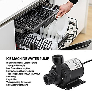 Ice Machine Water Pump, Water Pump IP68 Sealed Ceramic Shaft Miniature Low Noise for Beverage Machine (DC24V)