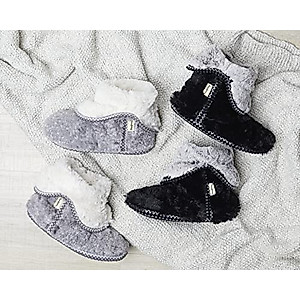 Dearfoams womens Beth Furry Foldover Boot Slipper, Black, Medium US