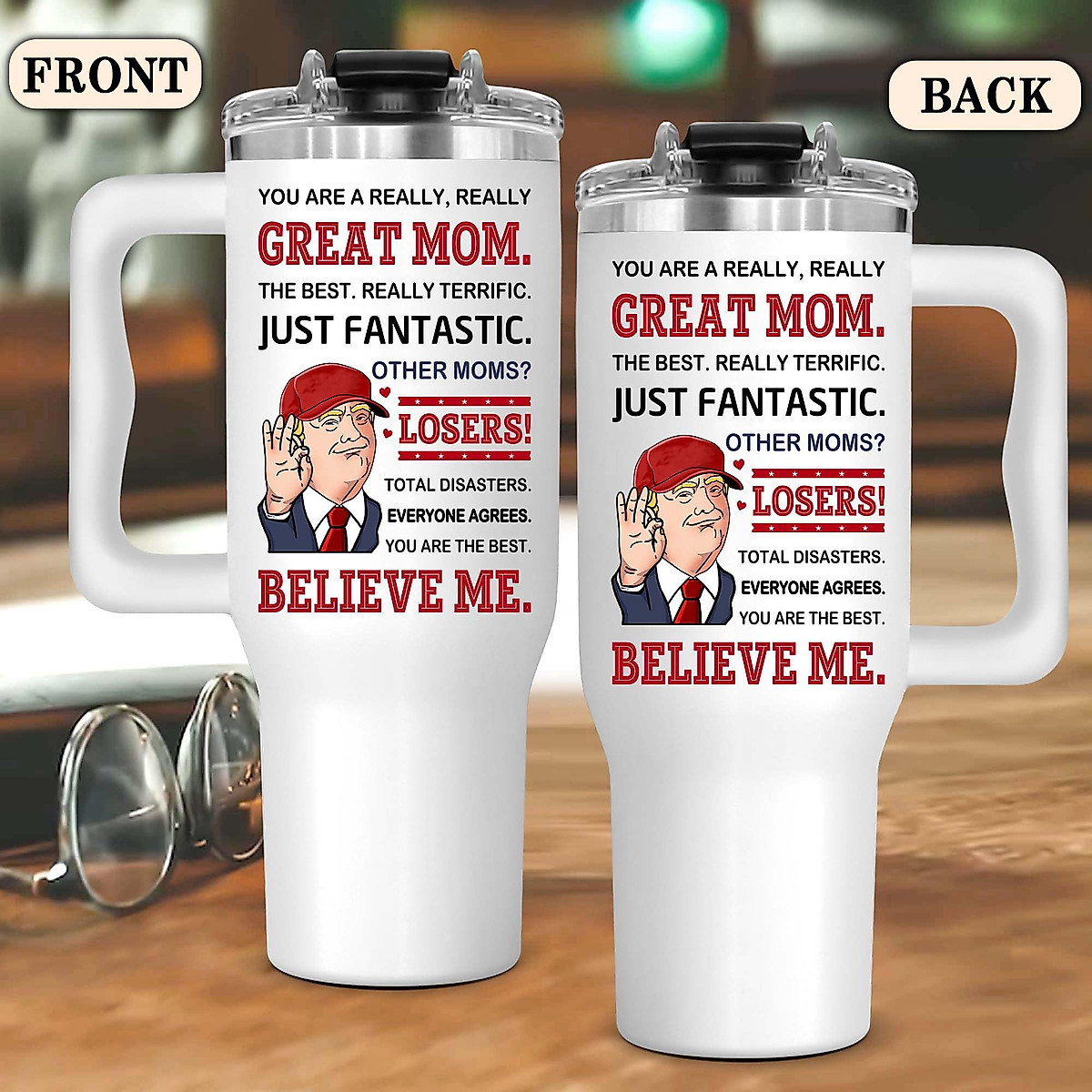 LOTWATEGO Mom Gifts - Christmas Gifts For Mom - Mothers Day Mug - Mother Mug Gifts for Mom from Daughter Son - Mom Birthday Gifts - New Mom Gifts for Women - You're A Great Mom Tumbler With Handle
