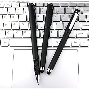Black Gel Ink Rollerball Pens 1.0mm Gel Pens 2-in-1 stylus Pens 1.0mm Medium Point Pen for Office, Black gel ink(18 Pack-Black)