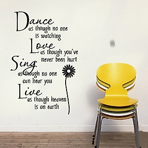 CUGBO Dance Love Sing Live Wall Decal Quotes Removable Vinyl DIY Wall Stickers Home Living Room Art Decor