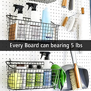 LANSI 4Pcs Peg Board, Pegboard Wall Organizer Panels, White Pegboard Wall Mount, ABS Pegboard for Craft Room Garage Kitchen Workshop, ABS Peg Boards Easy Installation (White)