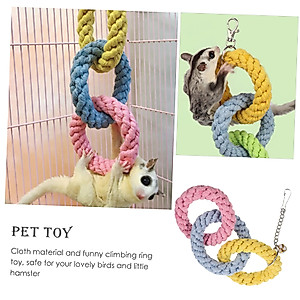 Hanging Three Ring Pendant Climbing Toy Bird Cages for Cockatiels Small Animal Cages Ferret cage Accessories Bird Swing Toys Ferret Treats cage Rope Toy Small pet Toys Rat Toy chew