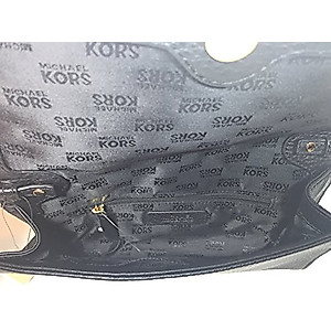 Michael Kors Womens Oversized Id Chain Pebbled Leather Clutch Black / Gold