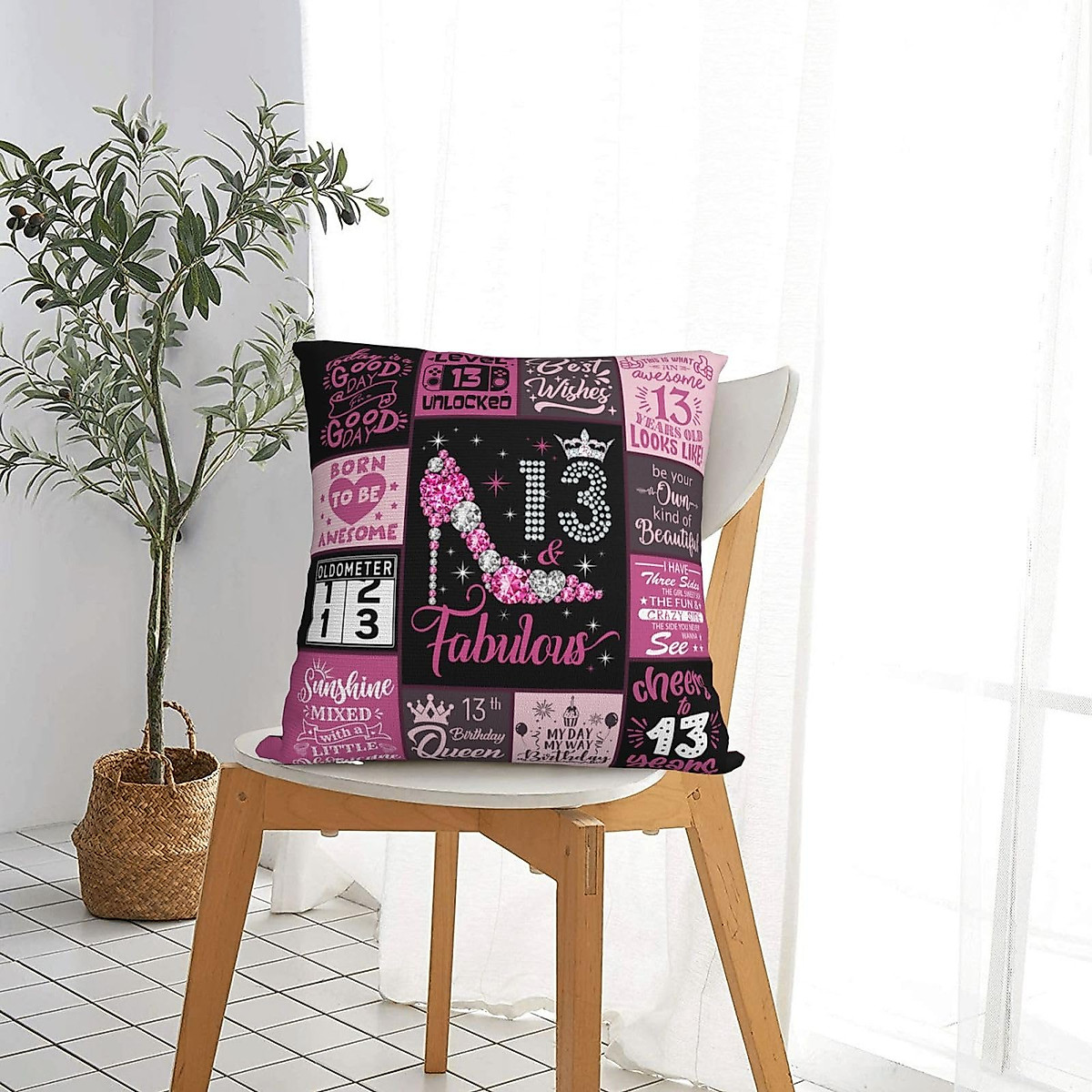 NANISKA 13th Birthday Gifts for Girls, Gifts for 13 Year Old Girl Pillow Covers 18” x 18", 13 Year Old Girl Gifts, 13th Birthday Decorations for Girls, 13 Year Old Girl Gift Ideas for Daughter Sister