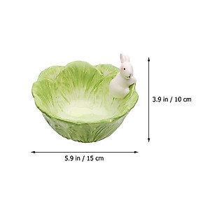 DOITOOL Easter Bunny Candy Dish Ceramic Easter Rabbit Candy Bowl Cabbage Shaped Easter Fruit Salad Dessert Bowl Snack Serving Bowl Easter Bunny Home Decoration (Green)