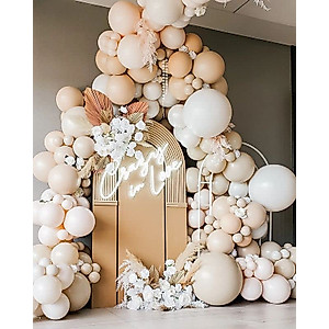 Nude Neutral Balloon Garland Arch Kit-119Pcs Tan Beige Double Stuffed Balloons White Sand Cream for Boho Teddy Bear Theme Baby Shower Gender Reveal Birthday Party Decoration Supplies