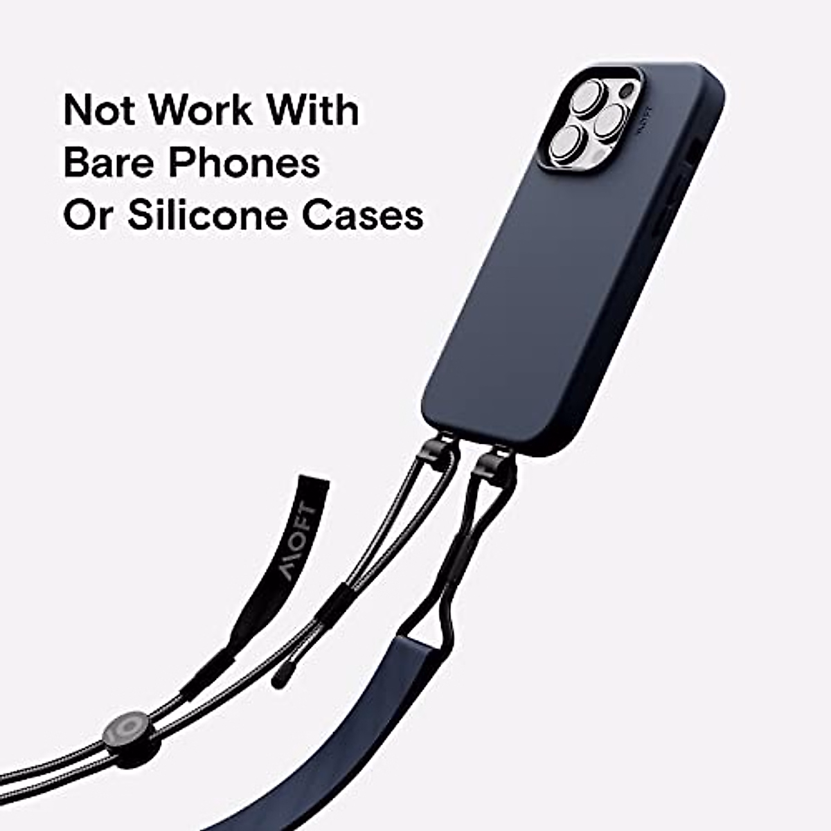 MOFT Phone Lanyard, Universal Adjustable Detachable Crossbody Long Lanyard with Phone Patch, Compatible with Most Smartphones, Bare Phone, Length up to 150cm, Navy Blue