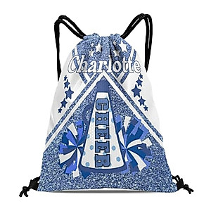 Cheerleaders Cheer Blue Print Drawstring Backpack Sackpack Gym String Bag Waterproof Competition Bag for Sports