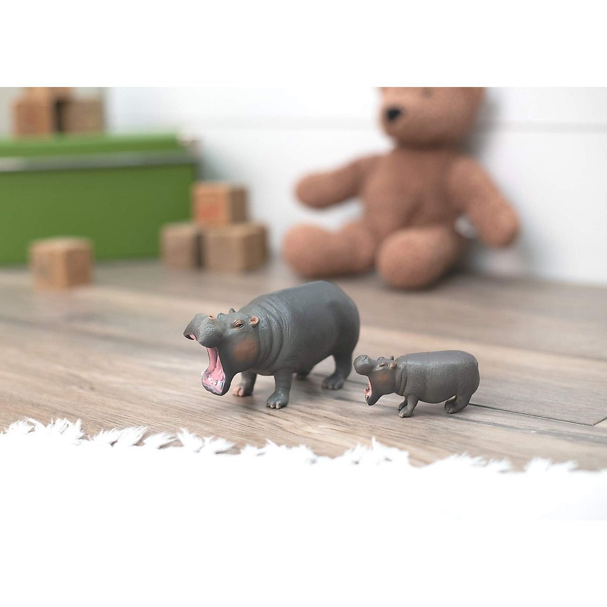 Class Collections Hippo Mom and Baby Animal Figure 5 inch Children's Toy 2 Piece Playset