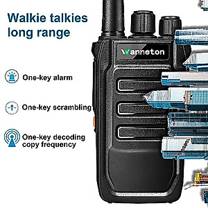 Wanneton F1 GMRS walkie talkies for Adults Long Range,One-Key decoding Copy Frequency, Compatible with Most Portable Handle Two Way radios,16 CH, 205 Privacy Codes, VOX, Scan, programmable(2 Pack)