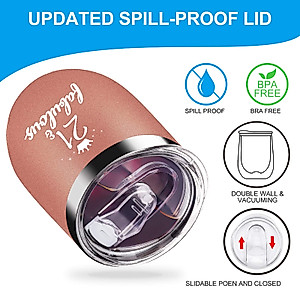 HAINANBOY Wine Glass Tumbler 21st Birthday Gift for Women 21st Birthday Cup 21 and Fabulous 21st Birthday Gift for Woman I'm 21 Best Turning 21 Year Old Birthday Gift Ideas for Her(Rose Gold)