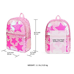 Le Vasty Sequin School Backpack for Girls Boys Kids Cute Kindergarten Elementary Book Bag Bookbag Glitter Sparkly Back Pack One_Size
