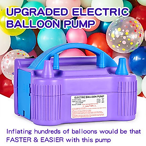 Balloon Pump Electric, Keaibuding Balloon Air Pump Dual Nozzle Balloon Inflator Blower with Balloon Arch Strip Kit for Party Supplies Baby Shower Decorations