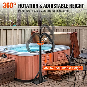 VEVOR Hot Tub Handrail, 360 Rotatable Spa Side Handrail with 35"-57" Adjustable Height, Rust-proof Aluminum Spa Step Hot Tub Hand Rail with Slide-Under Mount Base for Indoor & Outdoor, 600LBS Capacity