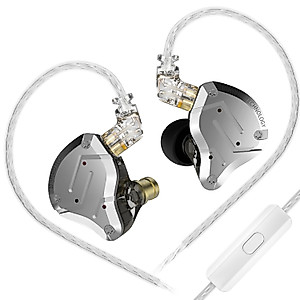 KZ ZS10 Pro in Ear Monitor Earphone, 4BA 1DD Metal Earbuds, HiFi Bass Headphones IEM with Detachable 2 Pin C-Cable(Black Mic)