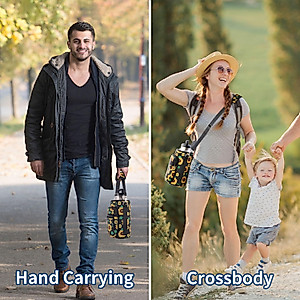 AJLTPA Half Gallon Water Bottle Sleeve with Strap and 2 Pockets, 64 oz Water Bottle Holder Carrier Compatible with Yeti & RTIC Half Gallon Jugs, 64oz Hydro Flask (Bright Floral)