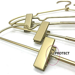Koobay Premium 16.5” Matte Gold Metal Clothes Clips Hangers, Heavy Duty Skirt Slack Hangers, Metal Rack for Trousers Non Slip Clips, Clothes Hangers Display and Storage, 30 Pack