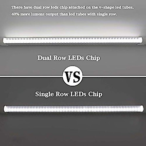 KALINA 2FT LED Tube Lights, 15W(30W Fluorescent Bulb Replacement) V Shaped, 6000K Cool White, Ballast Bypass, Clear Cover, 4-Pack