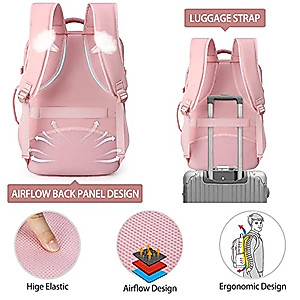 Travel Backpack for Men Women 17 Inch Flight Approved Carry on Backpack Waterproof Large 40L Luggage Daypack Business College Weekender Overnight Laptop Backpack with 3 Packing Cubes, Pink