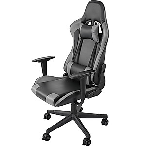 Anman Flight and Racing Simulator Game Chair with Backrest Black Grey Premium Recliner