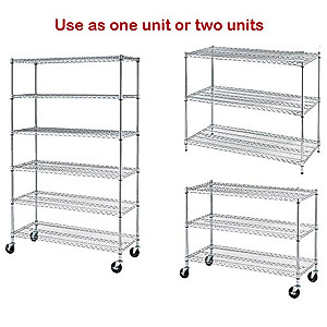 6 Tier Storage Shelves Metal Wire Shelving Unit with Wheels, 6000LBS Weight Capacity Heavy Duty NSF Height Adjustable Garage Shelving Utility Steel Commercial Grade Shelving Rack for Garage Kitchen