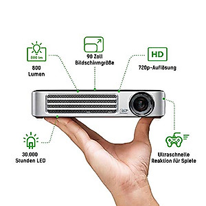 Vivitek Qumi Q6-BK Q6 800 Lumen WXGA LED MHL HDMI Projector with Wireless and Miracast Capability (Black)