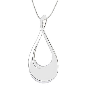 Madison Tyler Silver Classic Jewelry Collection | Teardrop Necklace with 18" Inch Snake Chain | Silver Earring Set (Teardrop Necklace Set)