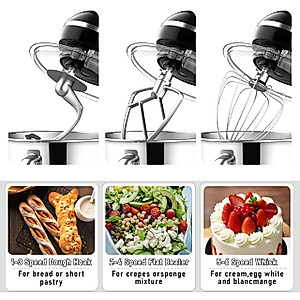 Kitchen Stand Mixer, 6.5 Qt Mixing Bowl, 660W 6+P Speeds Tilt-Head Food Mixers,Kitchen Electric Stand Mixer with Dough Hook, Wire Whip, Beater((Black)