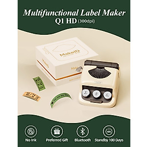 MakeID HD(300dpi) Label Maker Machine with 4 Rolls Tape, Bluetooth Multifunction Label Printer Available for Smartphone, Smart Sticker Maker with Multiple Templates for Office Home Organization