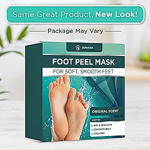 DERMORA Foot Peel Mask - 2 Pack of Regular Size Skin Exfoliating Foot Masks for Dry, Cracked Feet, Callus, Dead Skin Remover - Feet Peeling Mask for baby soft feet, Original Scent