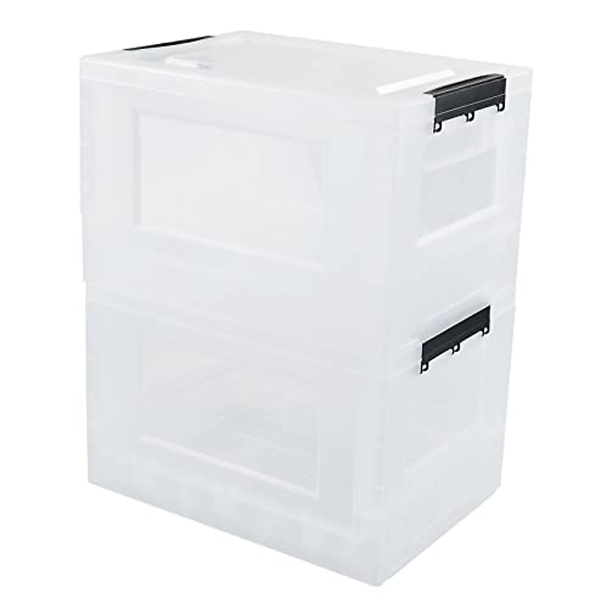 AnnkkyUS 2-pack 16 L Collapsible Storage Box Crates with Lids, Plastic Folding Storage Box