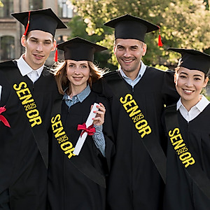 6Pcs Black Senior 2025 Sash with Gold Printing Letters, 2025 Graduation Celebrations Sashes, Class of 2025 Sash for Graduation Party, Senior Cheer Sashes, Cheerleader Sash, Class Competition Sashes