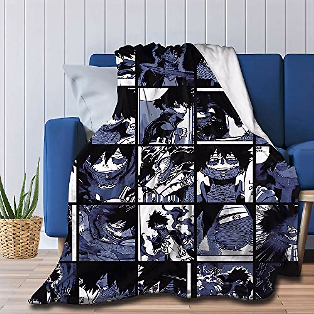 MKJIH My Hero Academia Collage BNHA Dabi Flannel Throw Blanket Ultra Soft Bedspread Microfiber Fleece Blanket Durable Home Decor Perfect for Couch Sofa Outdoors 50x40 Inch