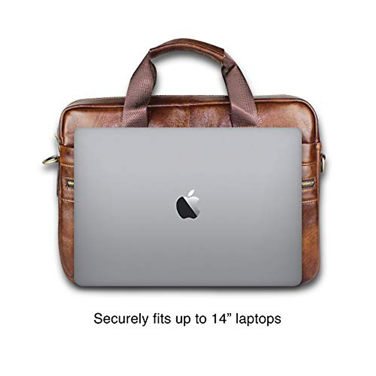 BRA1NST0RM Genuine Leather Briefcase for Men with Padded Protection for 14 inch Laptop. Mens Professional Executive Messenger Work Bag Carrier