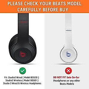 GVOEARS Replacement Ear Pads for Beats Studio 3, Ear Cushions for Beats Studio 2&Studio 3 Wired & Wireless Not Fit Beats Solo On-Ear Headphone with Stronger 3M Adhesive Tape Thicker Memory Foam(Grey)